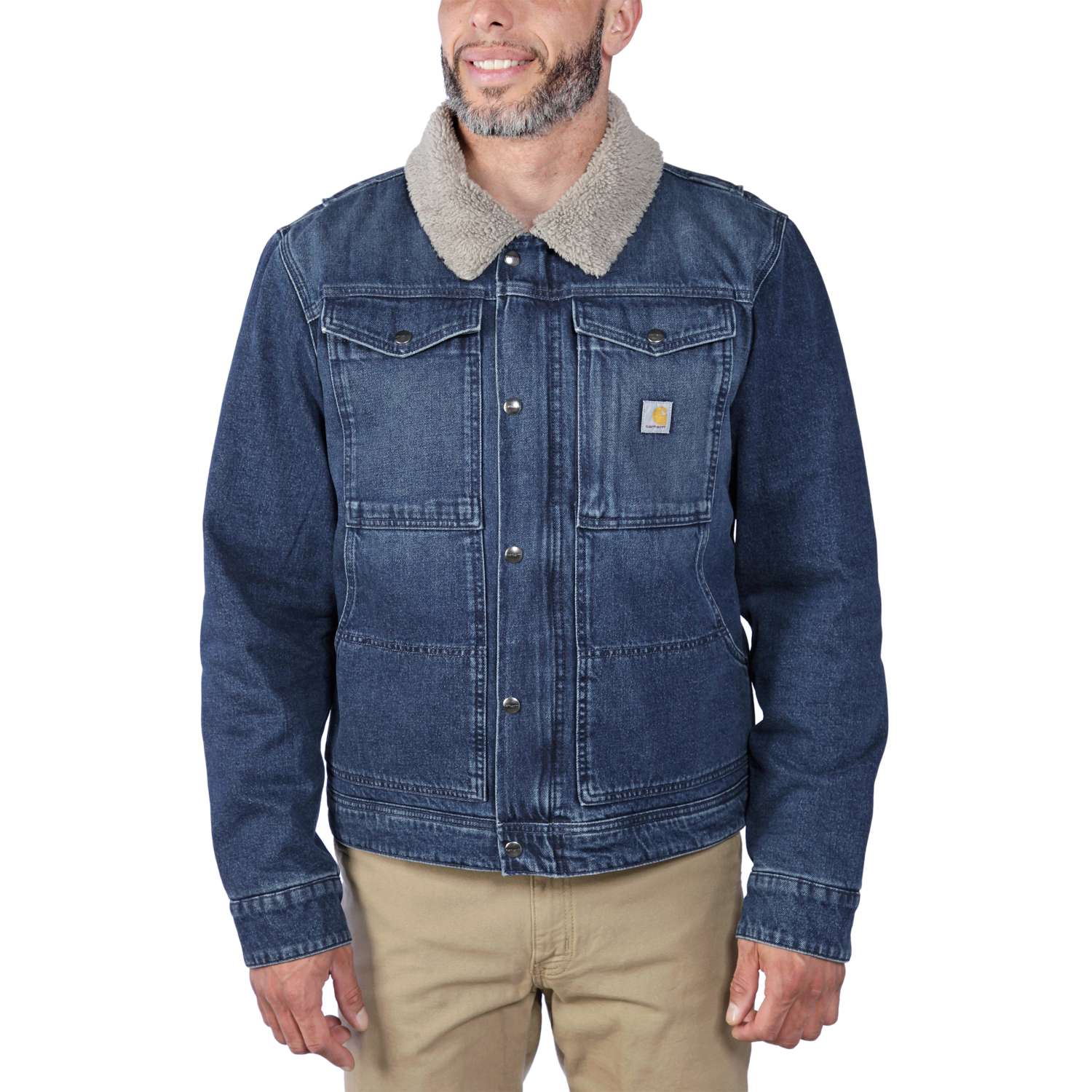 carhartt Herren Jeansjacke RELAXED FIT DENIM SHERPA LINED JACKET Gr. L beech