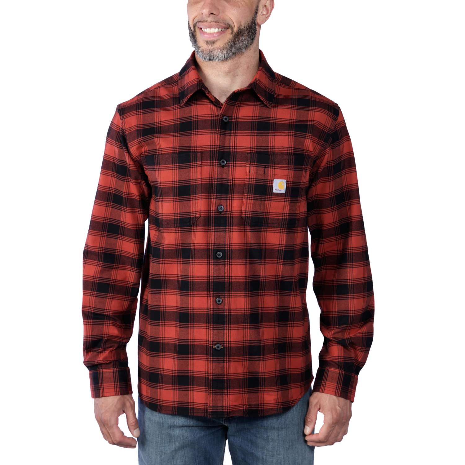 carhartt Herren Fleece Hemd FLANNEL L S PLAID SHIRT Gr. M red ochre